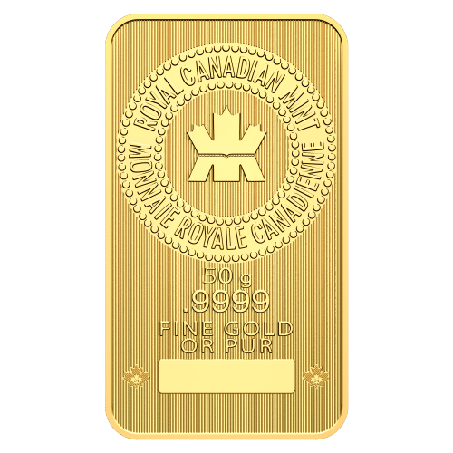 50 gram Gold Bar | Royal Canadian Mint | Silver Gold Bull Canada