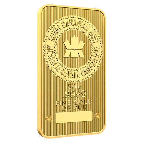 50 gram Gold Bar | Royal Canadian Mint | Silver Gold Bull Canada