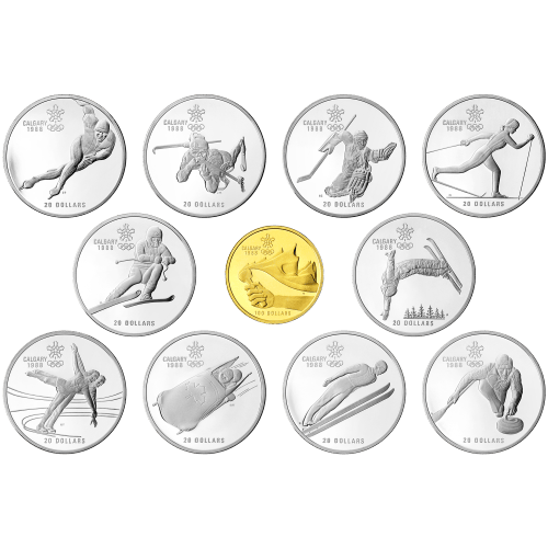 Set of 11 x 1988 Canadian Calgary Olympics Commemorative Proof Coins ...