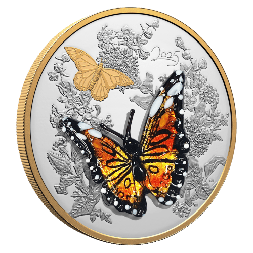 500 gram 2025 Murano Monarch Butterfly Proof Silver Coin | Royal ...