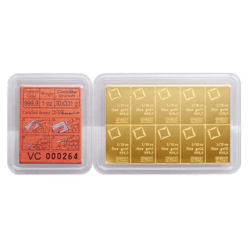 Buy 1 oz (10 x 1/10 oz) Valcambi Gold CombiBars | Silver Gold Bull US
