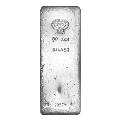 Lingot 50 onces d'argent vintage London | Johnson Matthey | Silver Gold ...